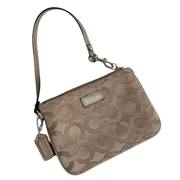 Coach | Bags | Coach Logo Canvas Wristlet 6x4 Clutch Bag Wallet Coin ...